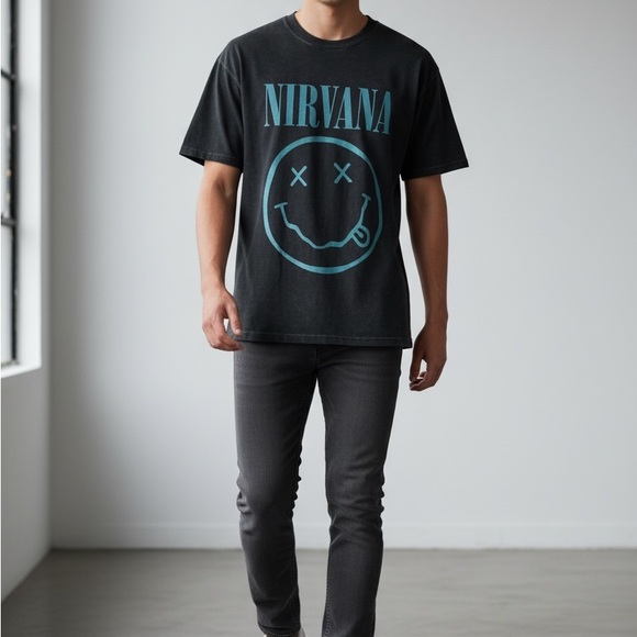 NIRVANA | Shirts | Vintage Nirvana Black Tee With Blue Logo | Poshmark